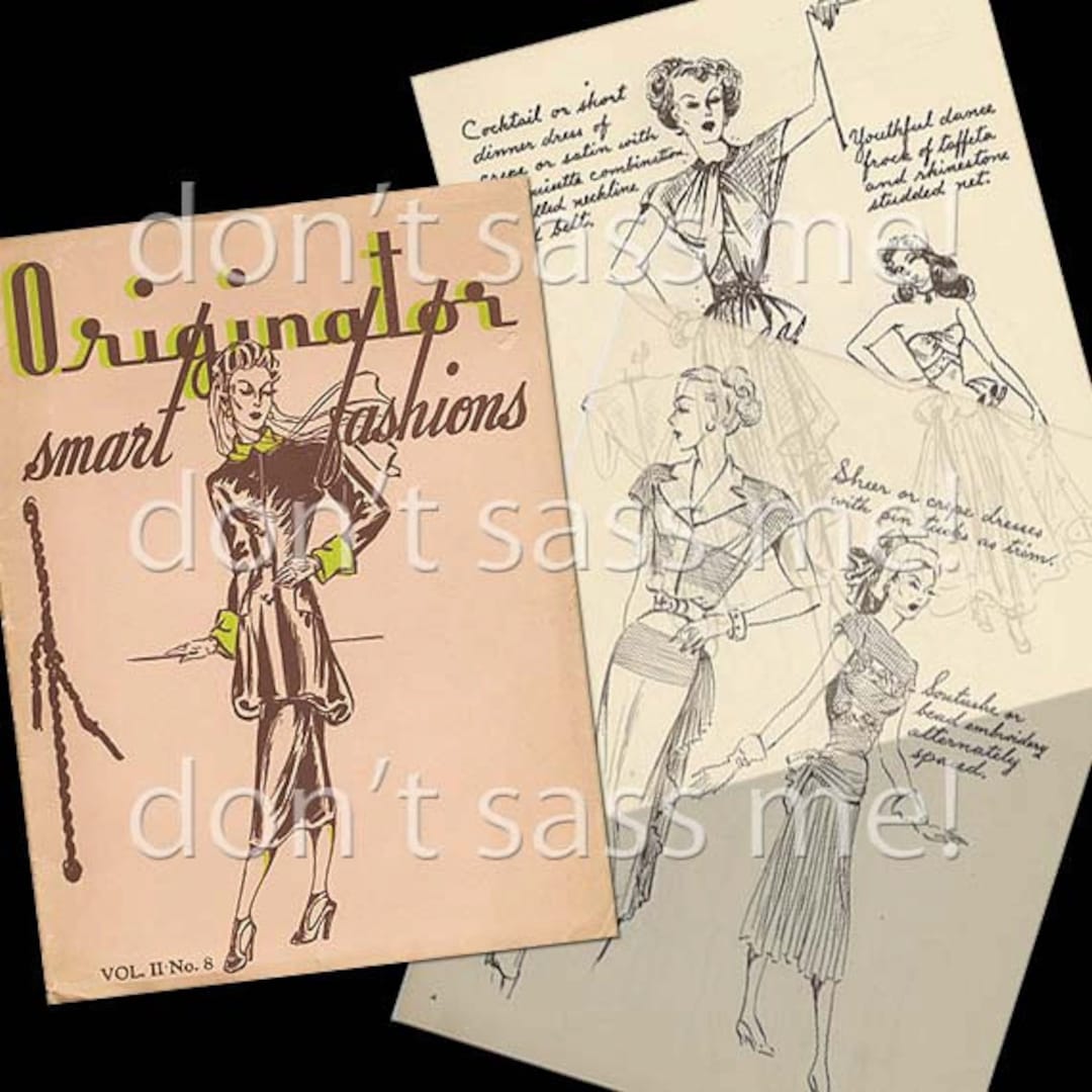1940s Digital Download ORIGINATOR Pattern Catalog Fashion Sketchbook ...