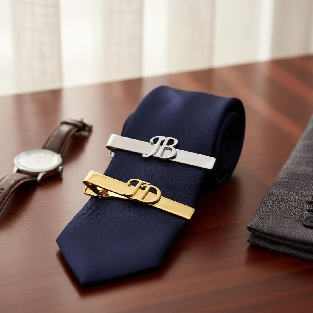 Personalized Tie Clip for Men Custom Initials Tie Bar Gold Silver Rose ...
