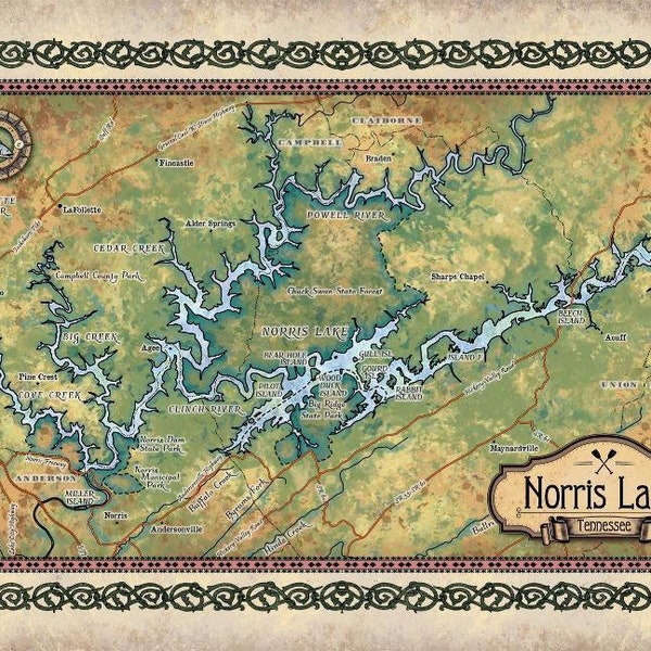 Tennessee Lake Map - Etsy