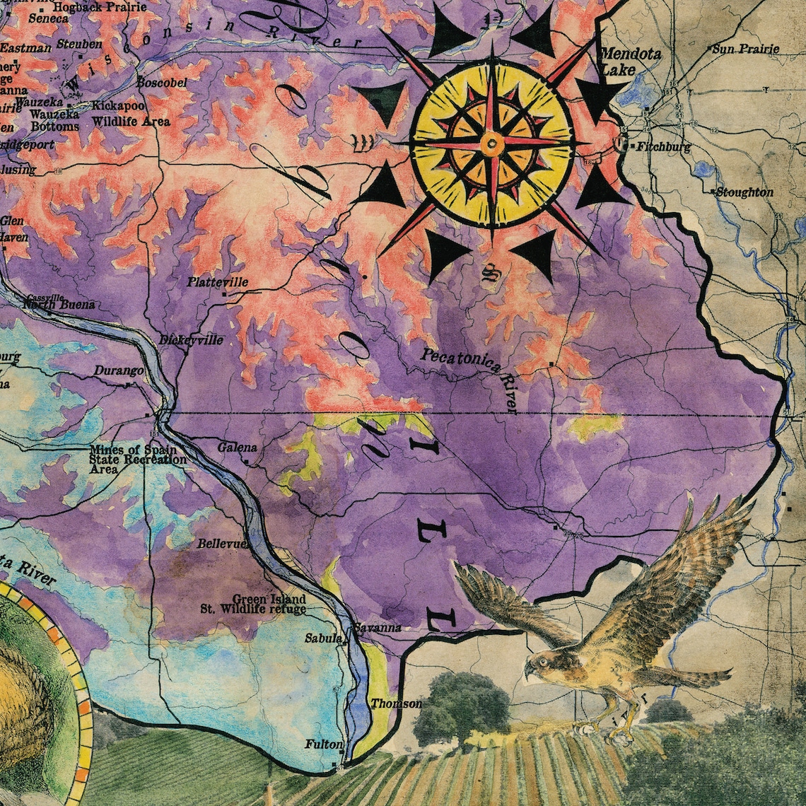 Driftless Region Minneapolis Map Mississippi River | Etsy