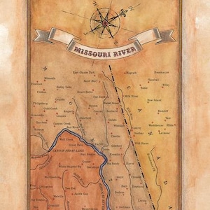 Missouri River Vintage Historic Antique Map Painting Poster Print by ...