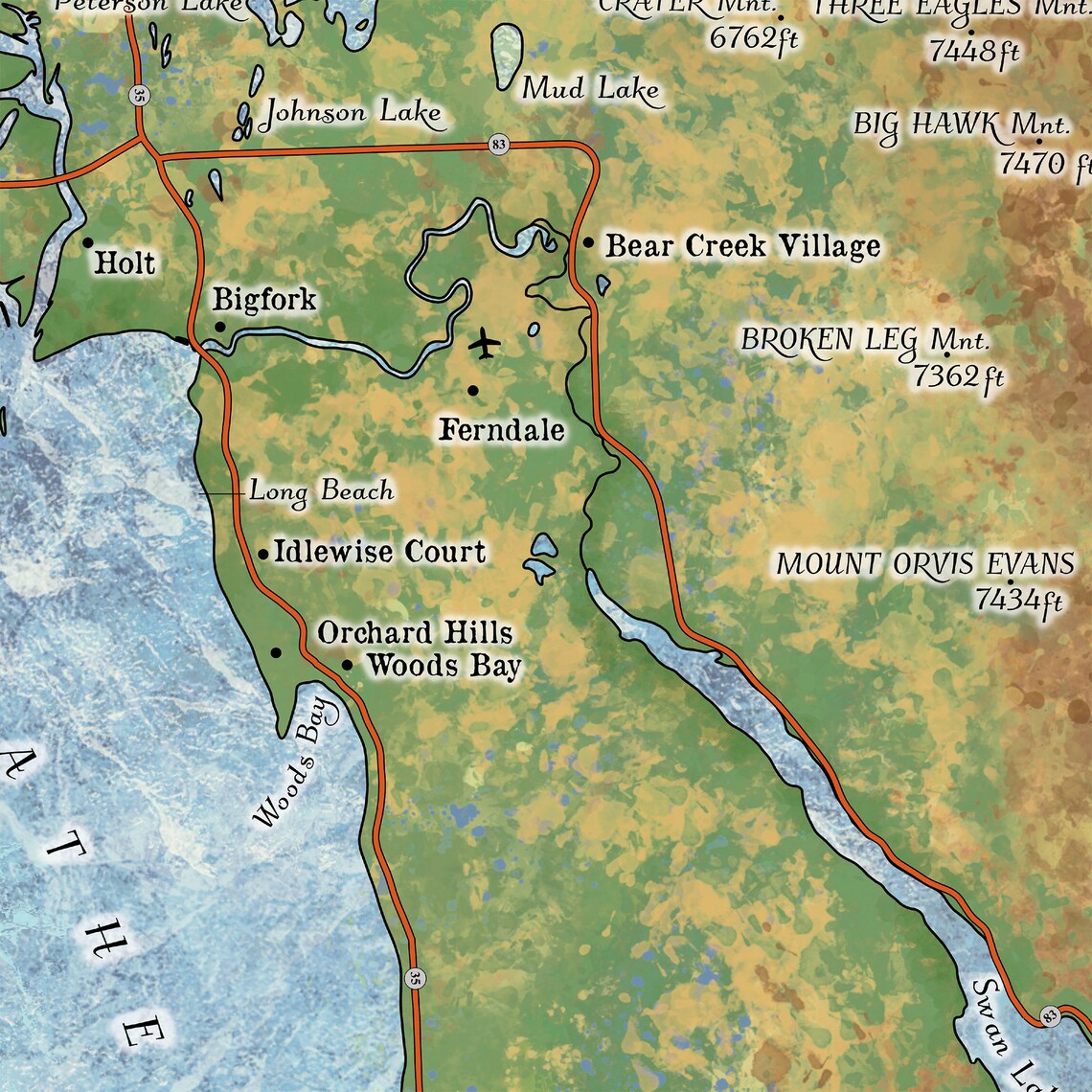 Flathead Lake Flathead Lake Mt Flathead Lake Map Map | Etsy