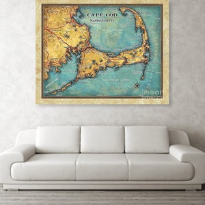 Cape Cod Map, Cape Cod Decor, Cape Cod Wall Art, Cape Cod Gift, Cape ...