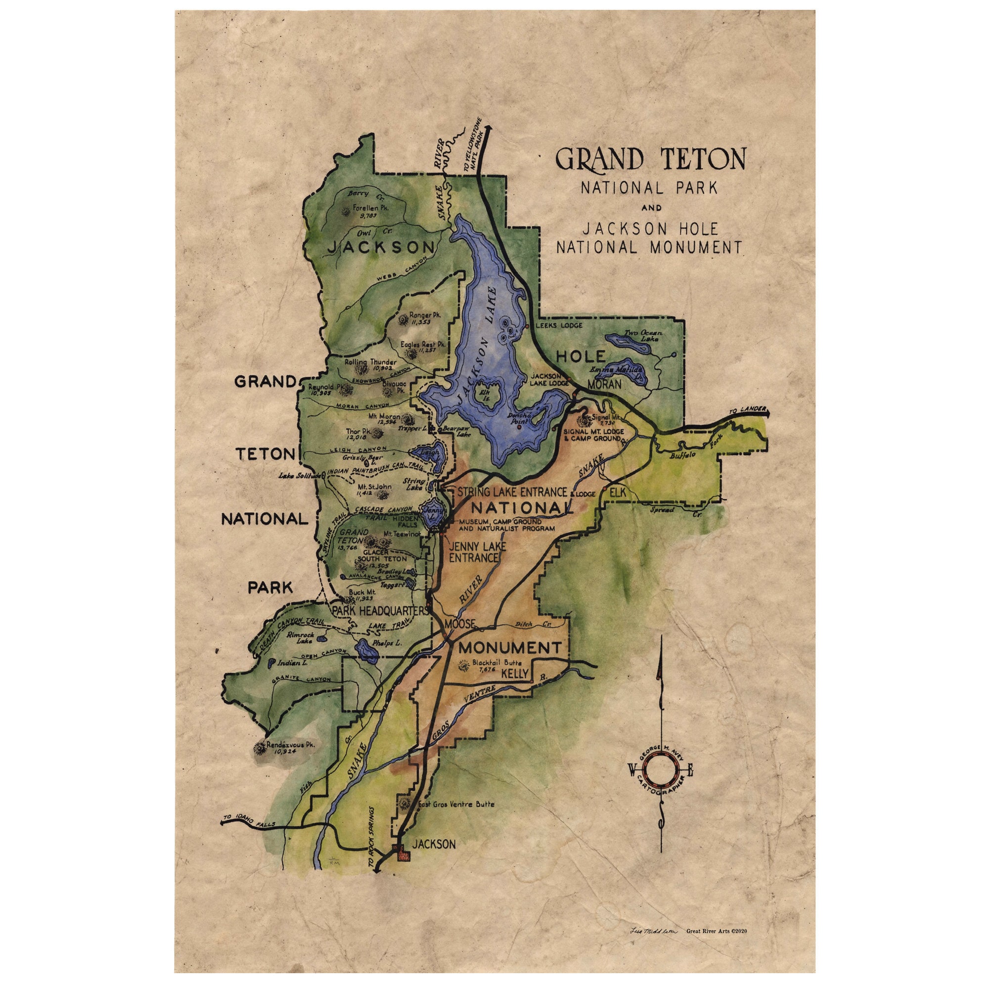 49 Grand Teton National Park 1938 Vintage Historic Antique Map - Etsy