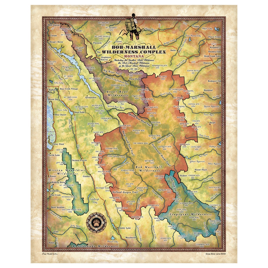 Montana Map, Montana Hiking, Bob Marshall Wilderness, the Bob Map ...