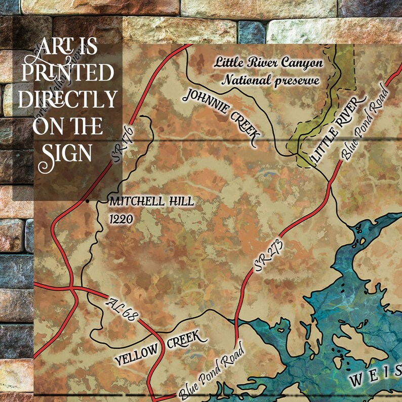 Lake Weiss Alabama Lake Map Art Map Art on Wood or Metal for - Etsy