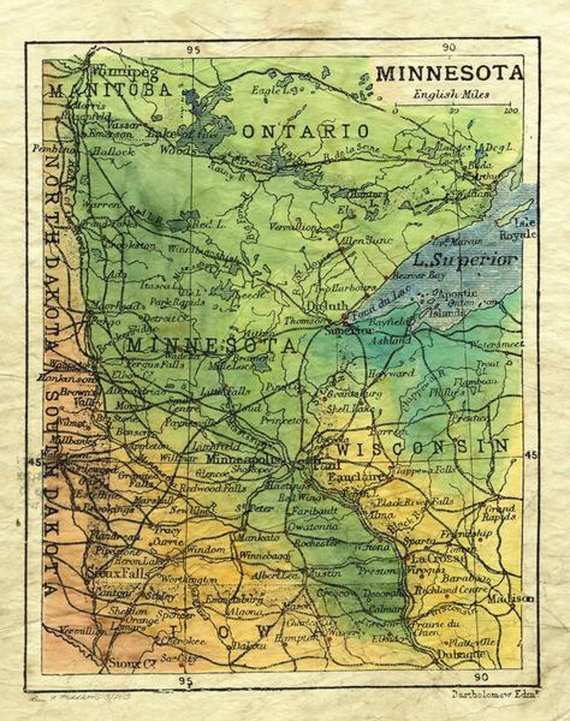 75 Minnesota 1906 Vintage Historic Antique Map Poster Print by - Etsy