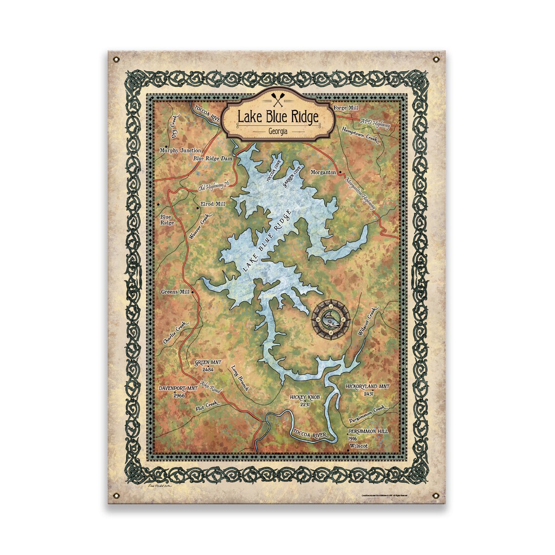 Lake Blue Ridge Georgia Lake Map Art Map Art on Wood or Metal - Etsy