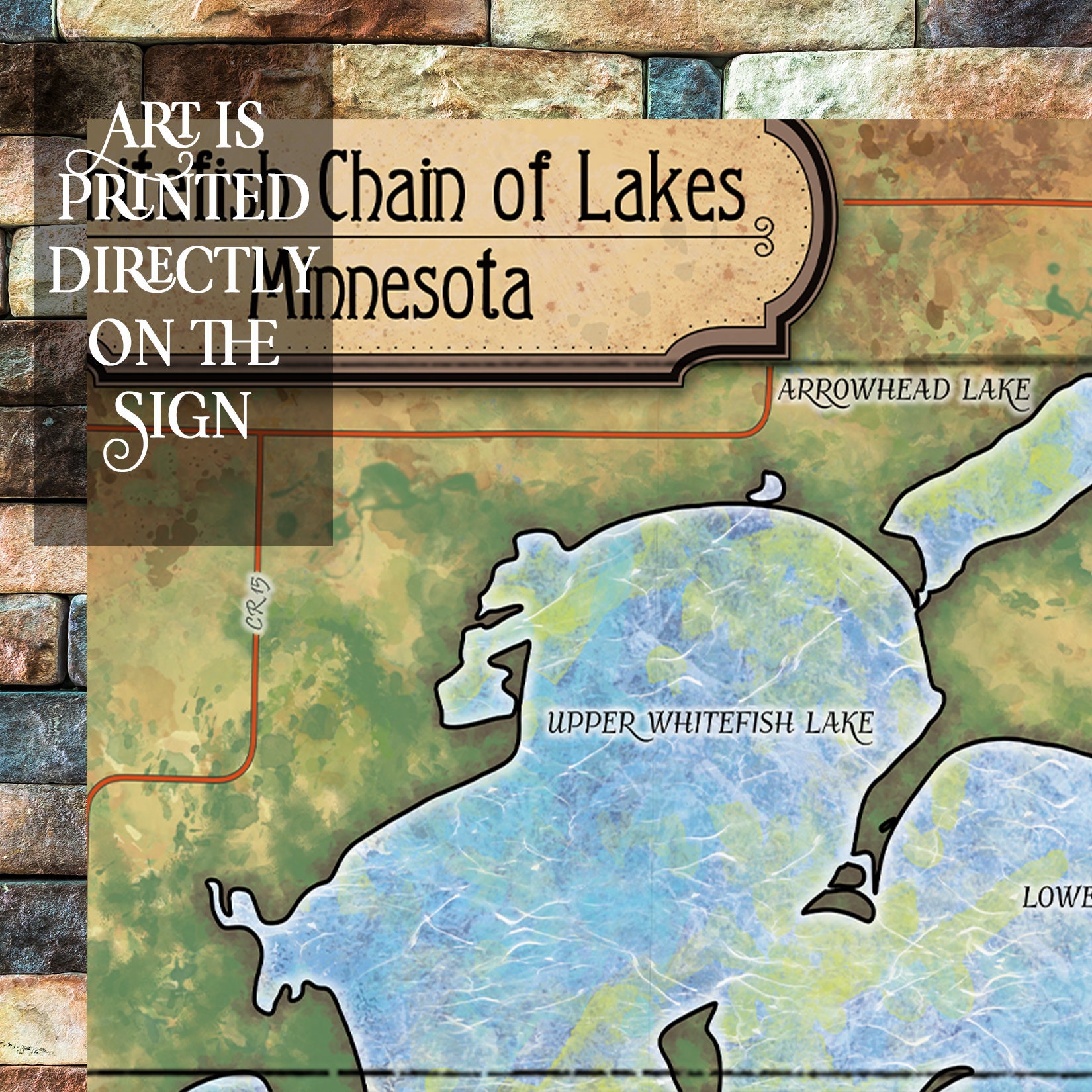 Minnesota Whitefish Chain of Lakes Lake Map Art Map Art on Wood or ...