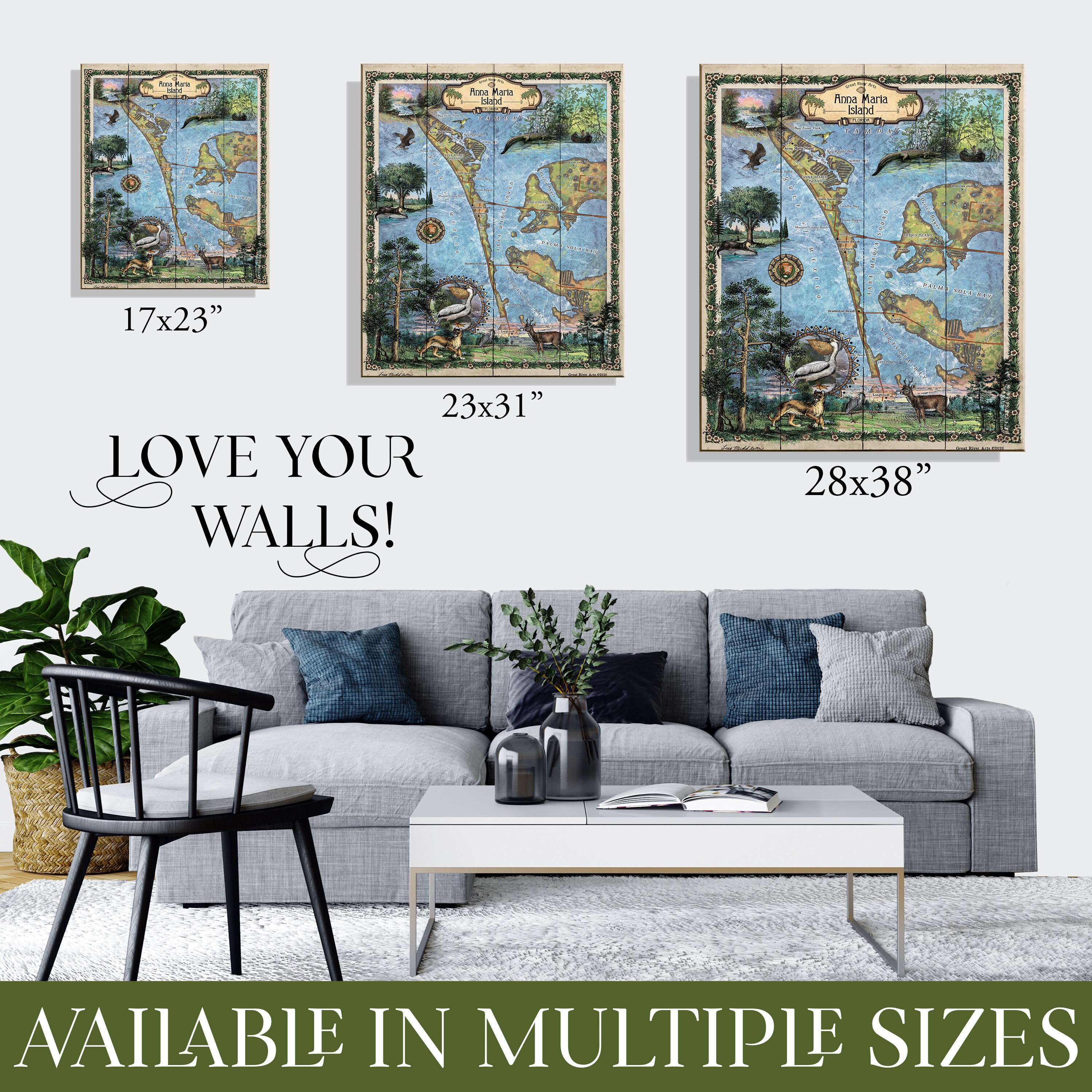 Anna Maria Key Florida Florida Map Map Art on Wood or Metal for Lake ...