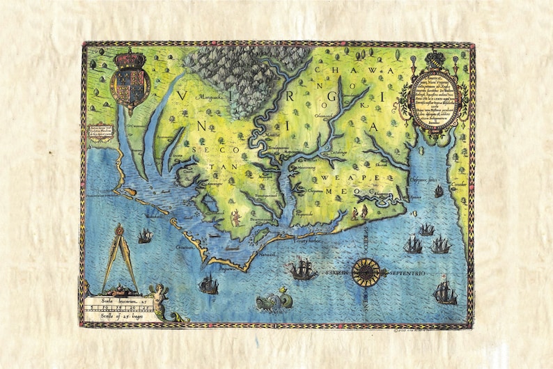 Outer Banks Map Outer Banks North Carolina Art Outer Banks - Etsy