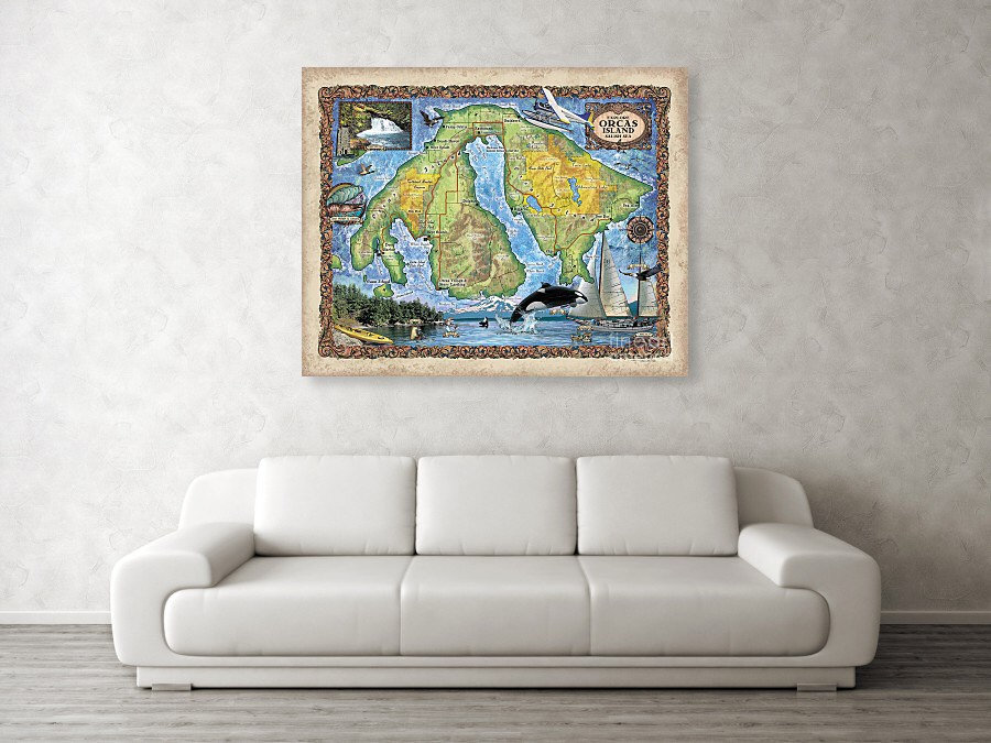 Orcas Island, Washington Map, Seattle Map, Seattle Gifts, San Juan ...