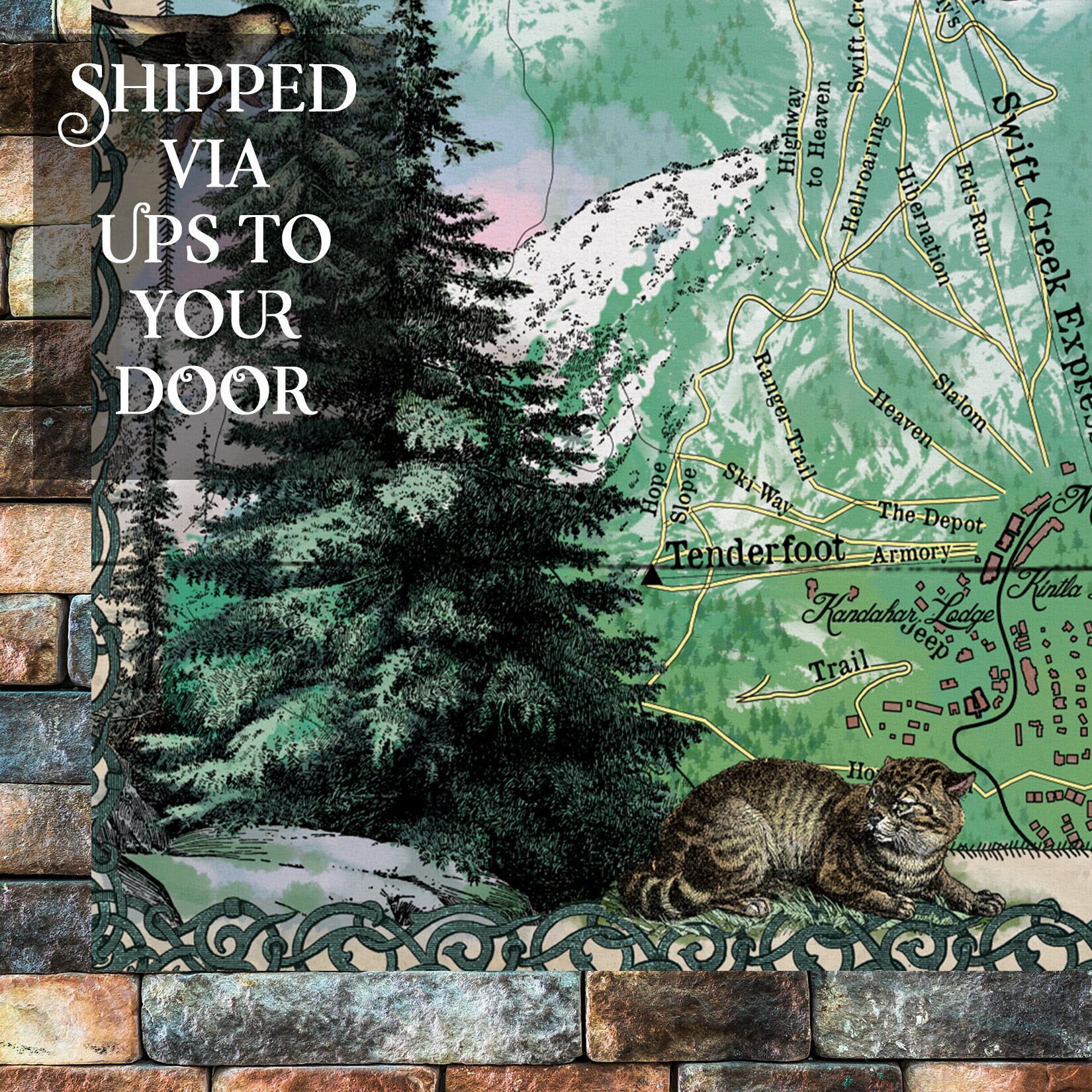 Whitefish Resort Ski Runs Montana Montana Ski Map Map Art on Wood or ...