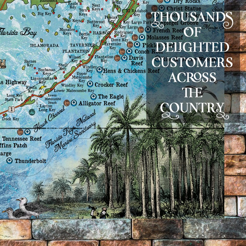 Scuba Dive and Snorkel Florida Keys Florida Keys Map Map Art - Etsy