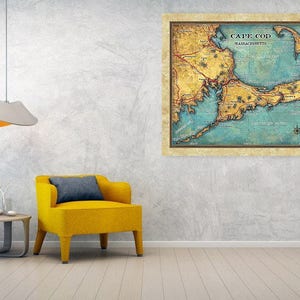 Cape Cod Map, Cape Cod Decor, Cape Cod Wall Art, Cape Cod Gift, Cape ...