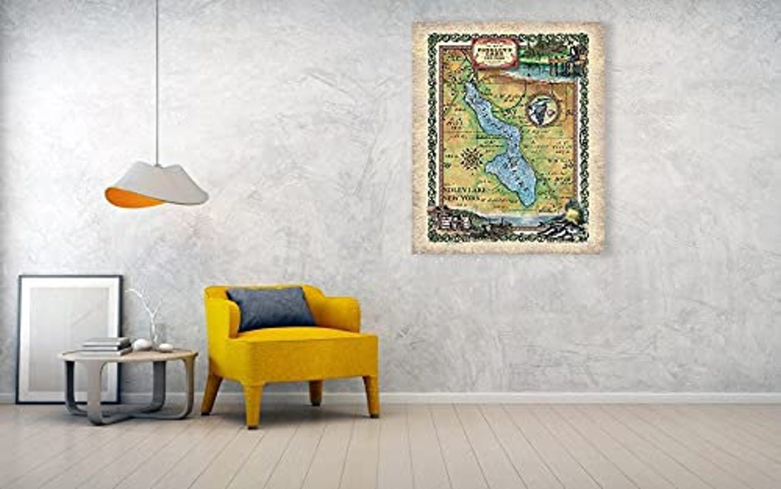 Findley Lake, New York, Custom Lake Maps, Lake House, Lake Art, Lake ...
