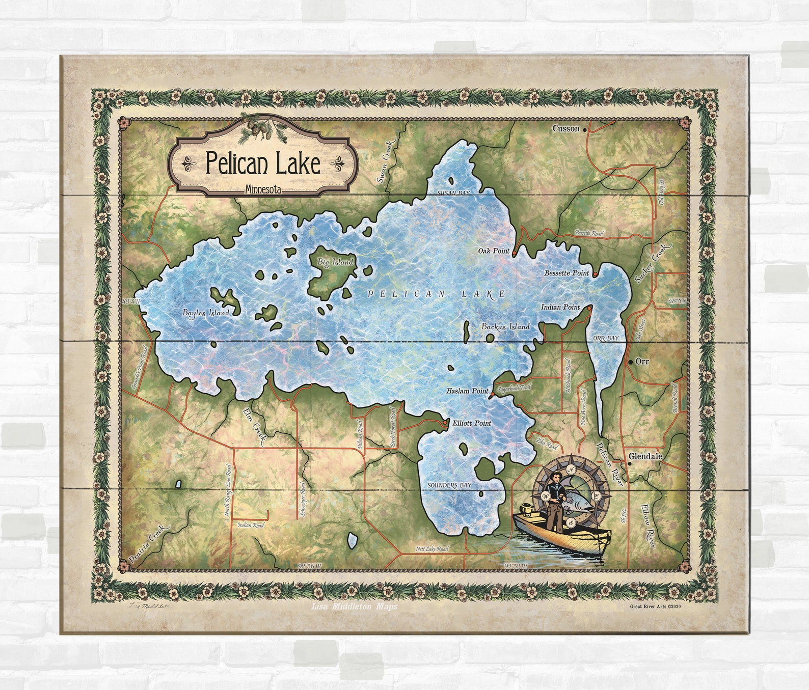 Pelican Lake Minnesota Lake Map Art Map Art on Wood or Metal - Etsy