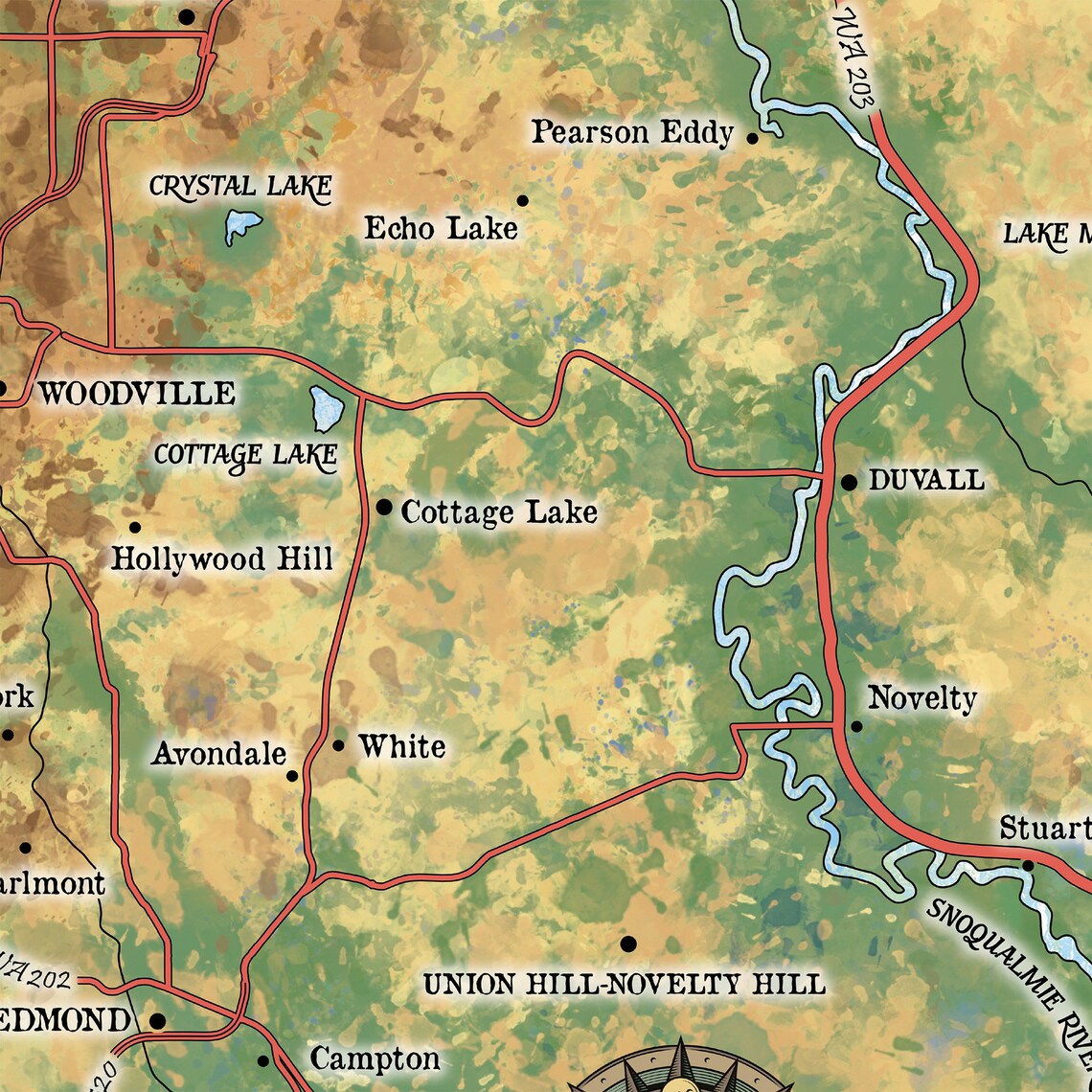 Snoqualmie Valley Washington Vintage Map Vintage Map Art - Etsy