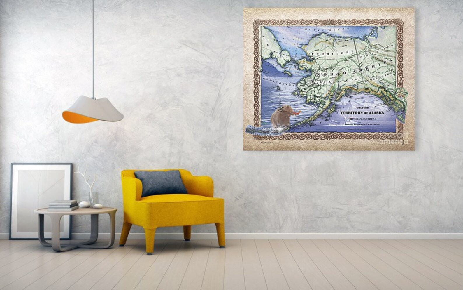 Alaska Map, Alaska Art, Alaska Wall Art, Old World Decor, Map Art ...
