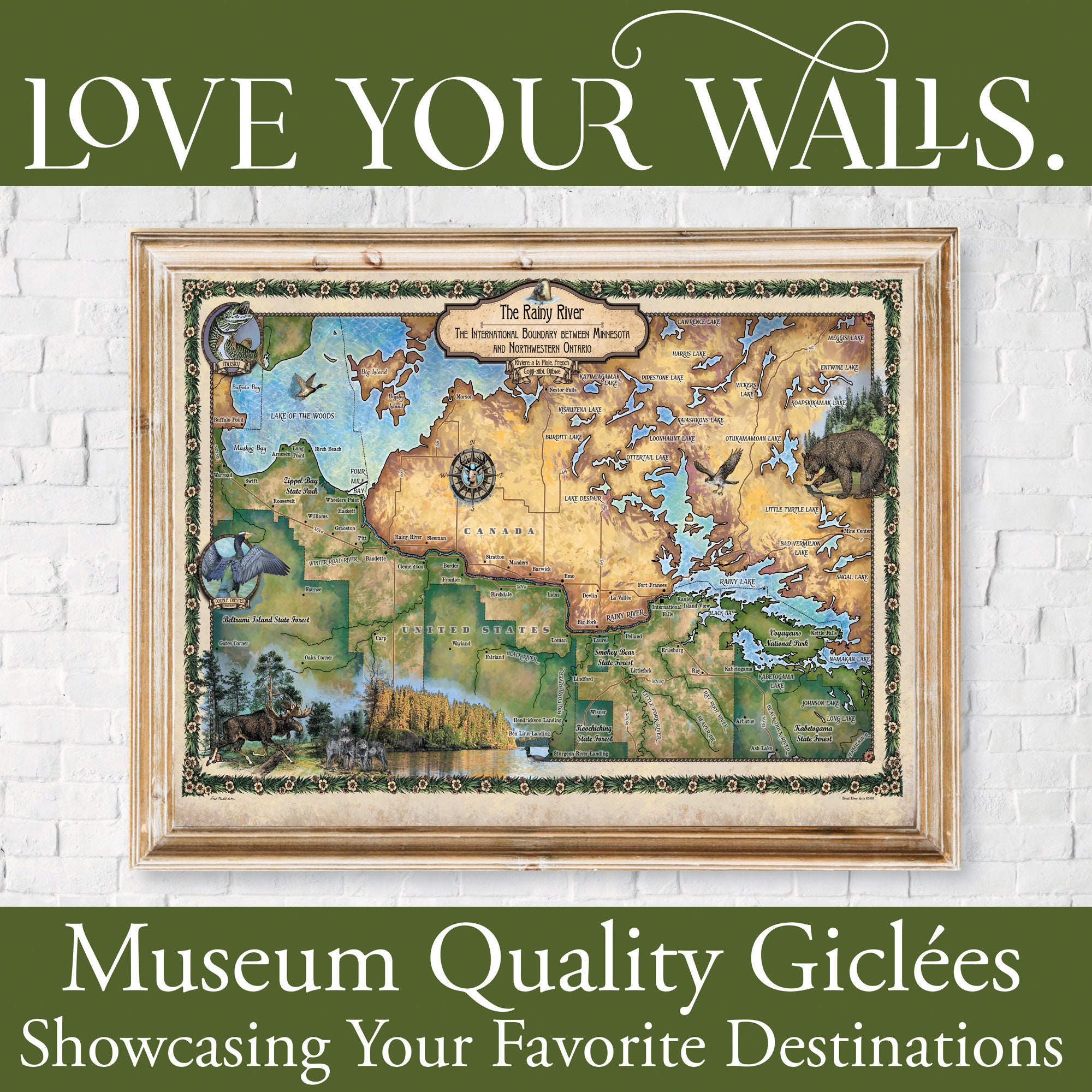 Rainy River Square Historic Map Reproduction Artwork Wall Art - Etsy