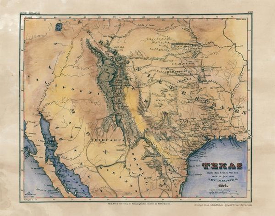 159 Republic of Texas Vintage Historic Antique Map Poster Print by Lisa ...