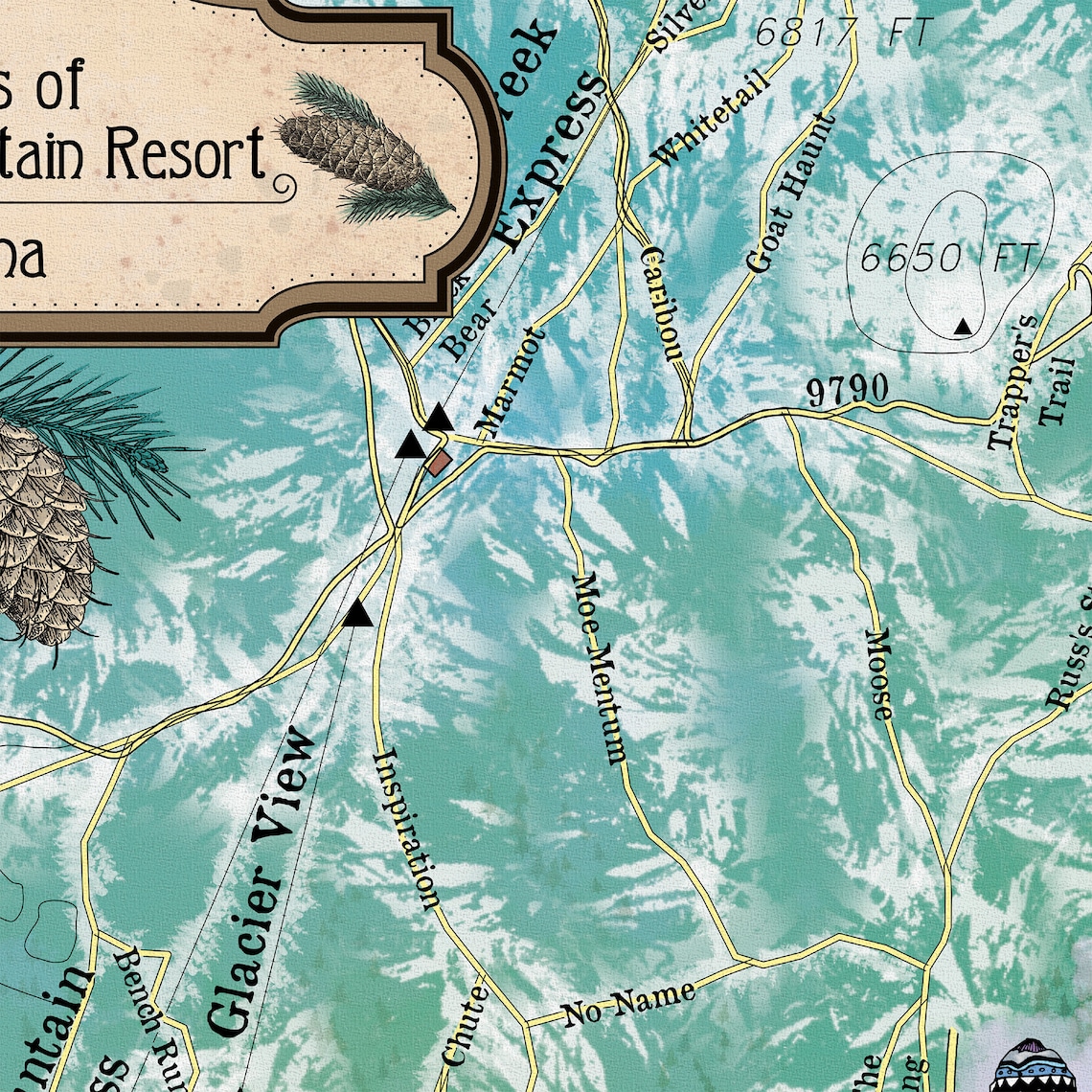 Whitefish Whitefish Montana Big Mountain Montana Map - Etsy