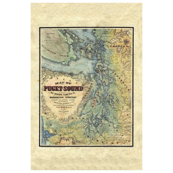 Puget Sound Historic Map Art Print Poster Reproduction Vintage - Etsy