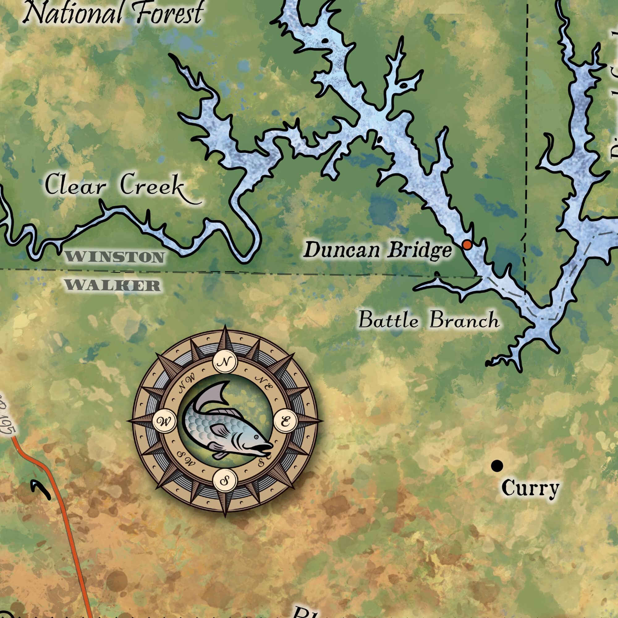 Lewis Smith Lake Alabama Map Art Print Poster Vintage Style - Etsy