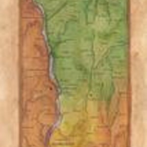 213 Illinois River Ribbon Map Vintage Historic Antique Map Painting ...