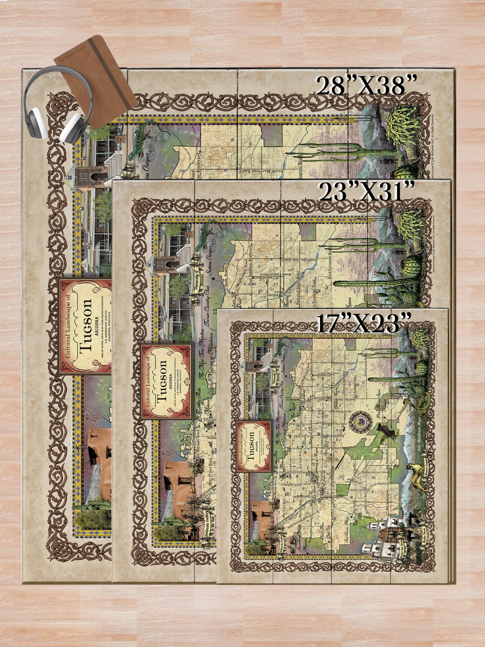 Tuscon Arizona Vintage Stye Map Art on Wood or Metal for Lake - Etsy