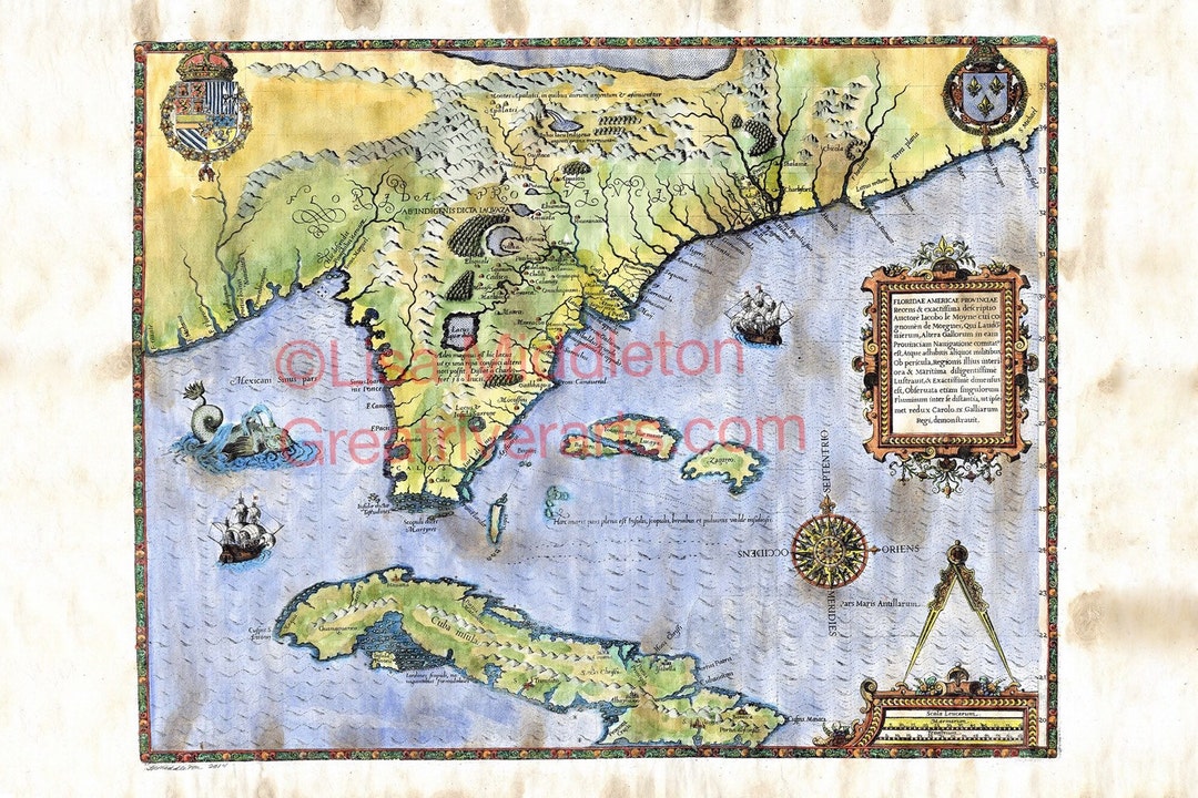 42 Florida:floridae Americae Provinciae 1564 Florida Vintage Map ...