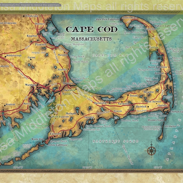 Large Cape Cod Map Print - Etsy