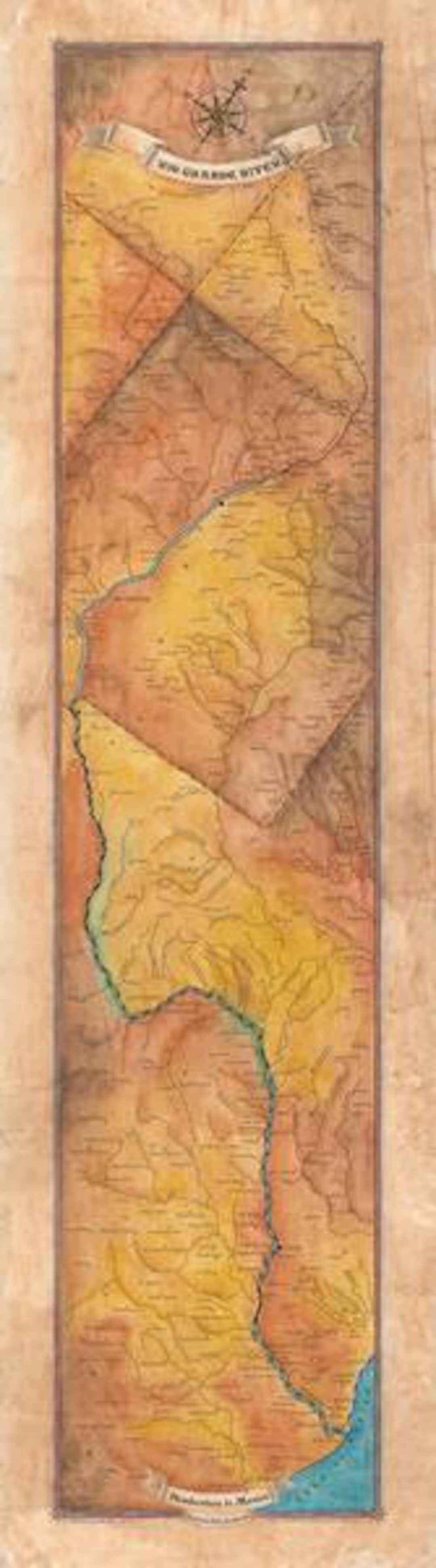 226 Rio Grande River Map vintage historic antique map painting poster ...