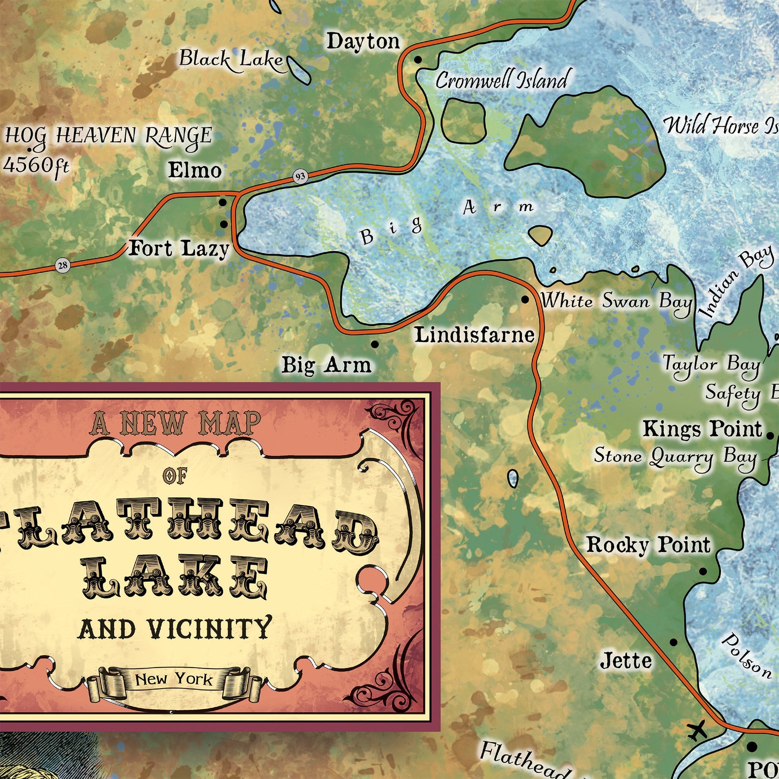 Flathead Lake Flathead Lake Mt Flathead Lake Map Map | Etsy