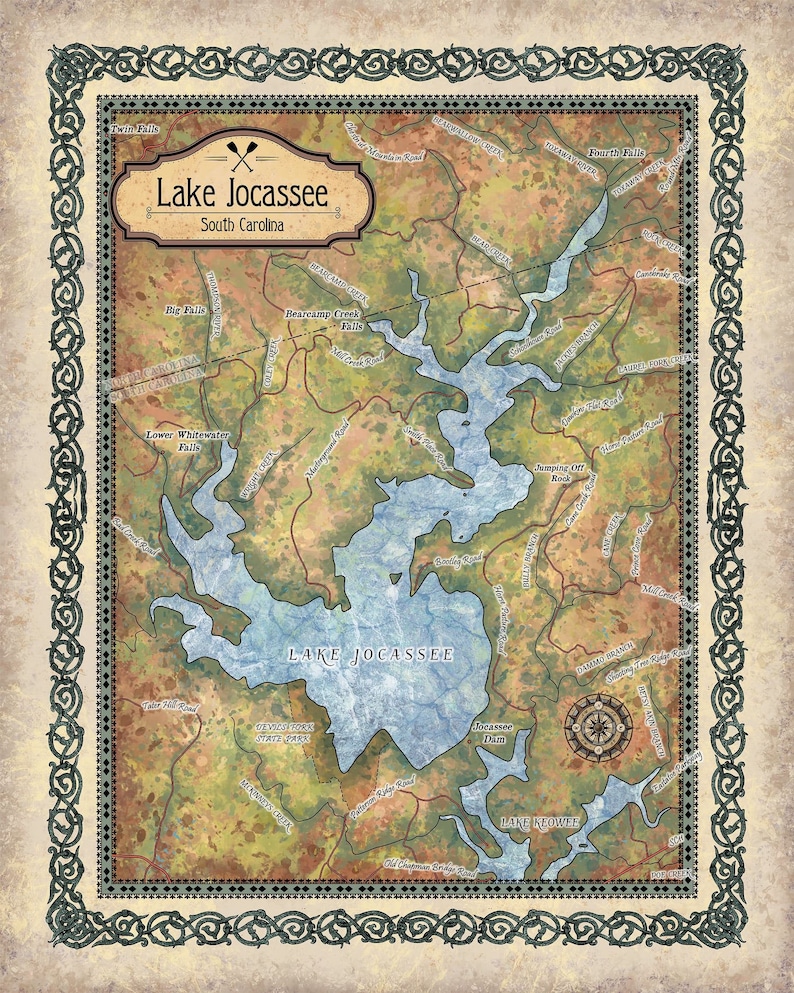 Lake Jocassee Lake Jocassee Map Lake Jocassee SC Lake Life - Etsy