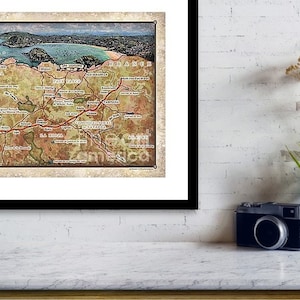 El Camino De Santiago De Compostela Vintage Map Art Poster Print ...