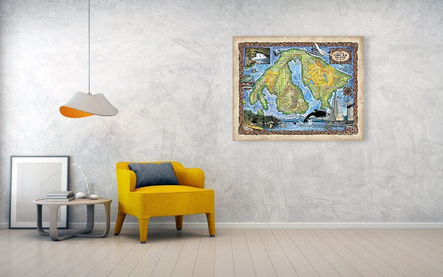 Orcas Island, Washington Map, Seattle Map, Seattle Gifts, San Juan ...