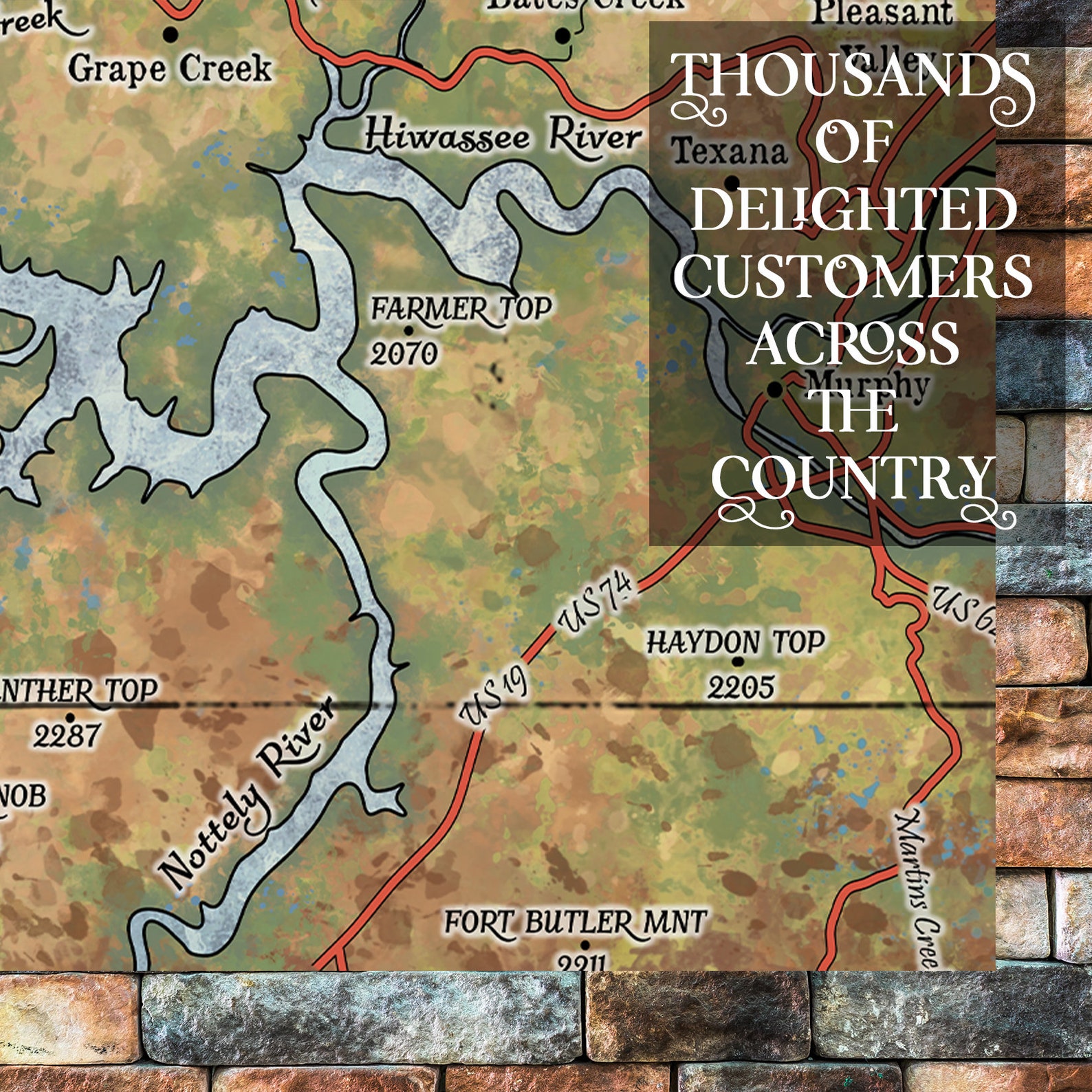 Lake Hiwassee Georgia Lake Map Art Map Art on Wood or Metal - Etsy