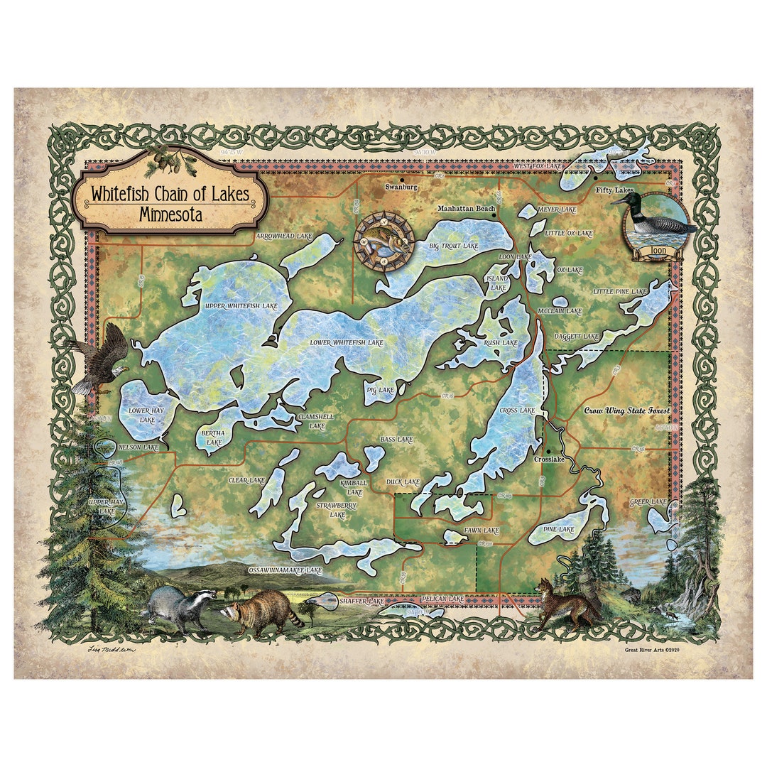 Great River Arts Whitefish Chain of Lakes With Illustrations Historic ...