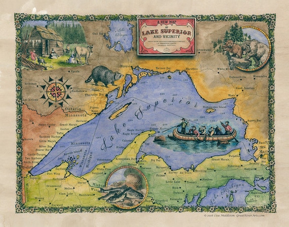 Lake Superior Map Poster