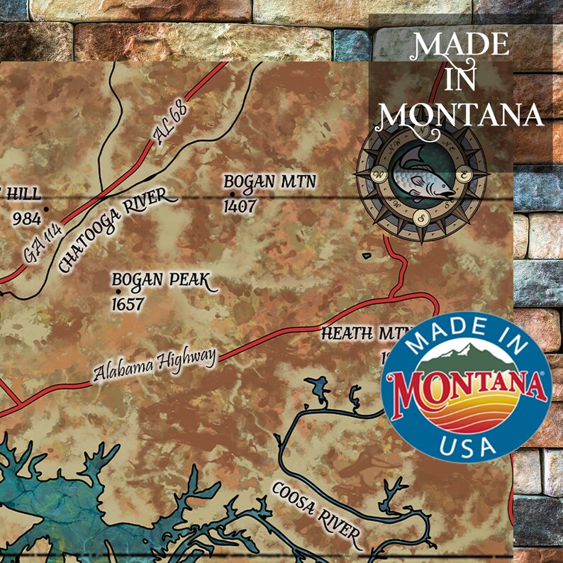 Lake Weiss Alabama Lake Map Art Map Art on Wood or Metal for - Etsy