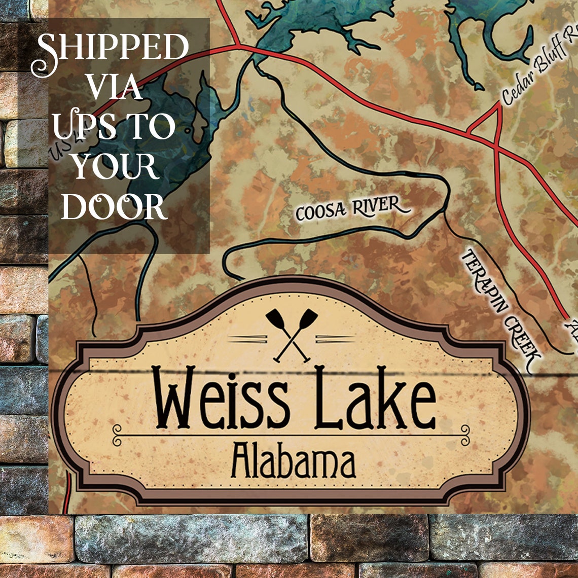 Lake Weiss Alabama Lake Map Art Map Art on Wood or Metal for - Etsy