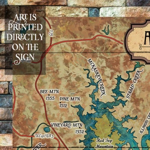 Lake Allatoona Georgia Lake Map Art Map Art on Wood or Metal for Lake ...