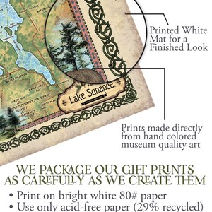 Lake Sunapee New Hampshire Historic Map Art Print Poster Artwork ...