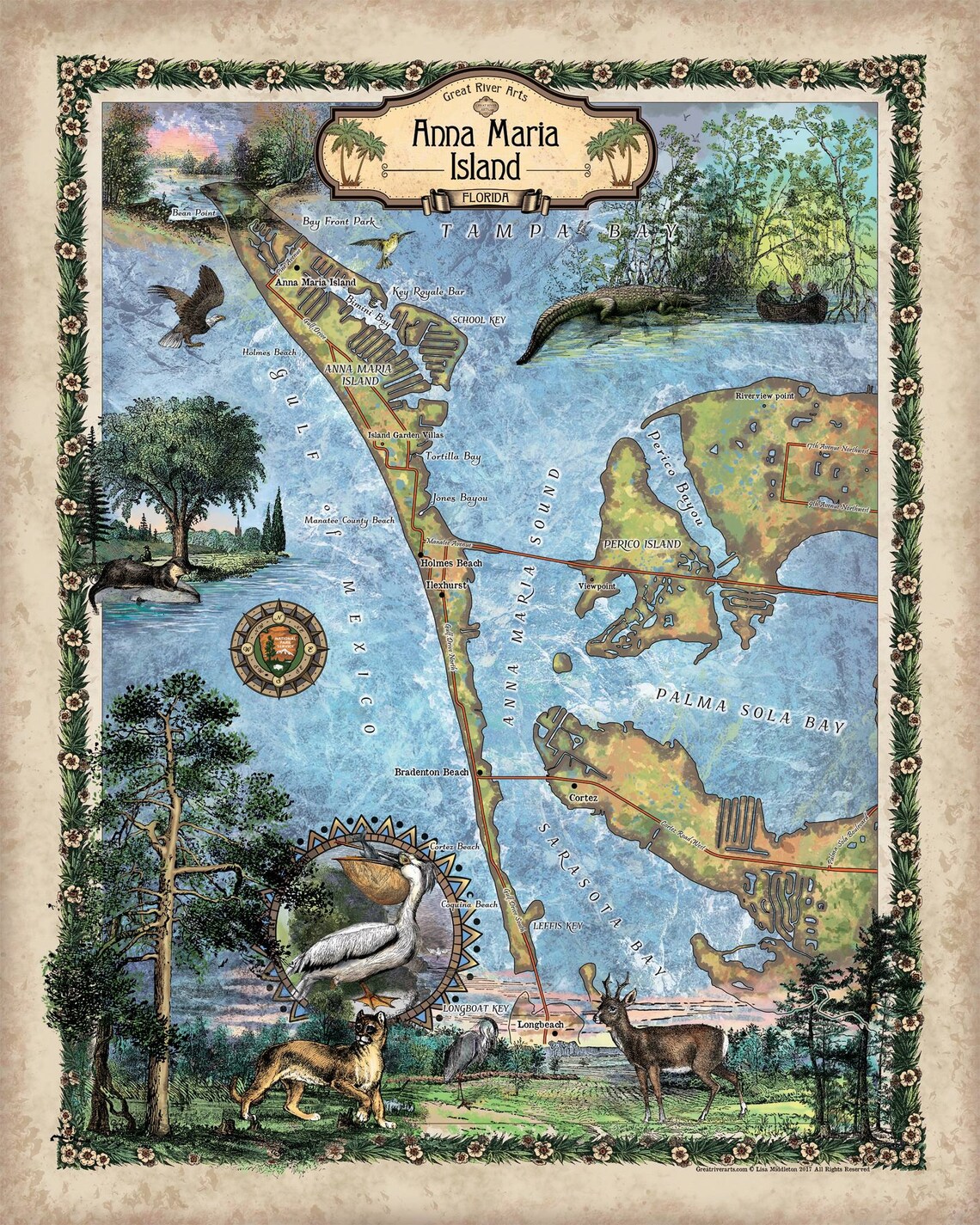 ANNA MARIA ISLAND Anna Maria Map Florida Map Florida Gifts - Etsy