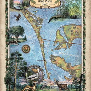 ANNA MARIA ISLAND, Anna Maria Map, Florida Map, Florida Gifts, Coastal ...