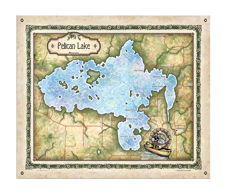 Pelican Lake Minnesota Lake Map Art Map Art on Wood or Metal - Etsy