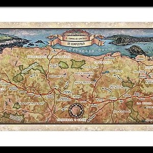 El Camino De Santiago De Compostela Vintage Map Art Poster Print ...