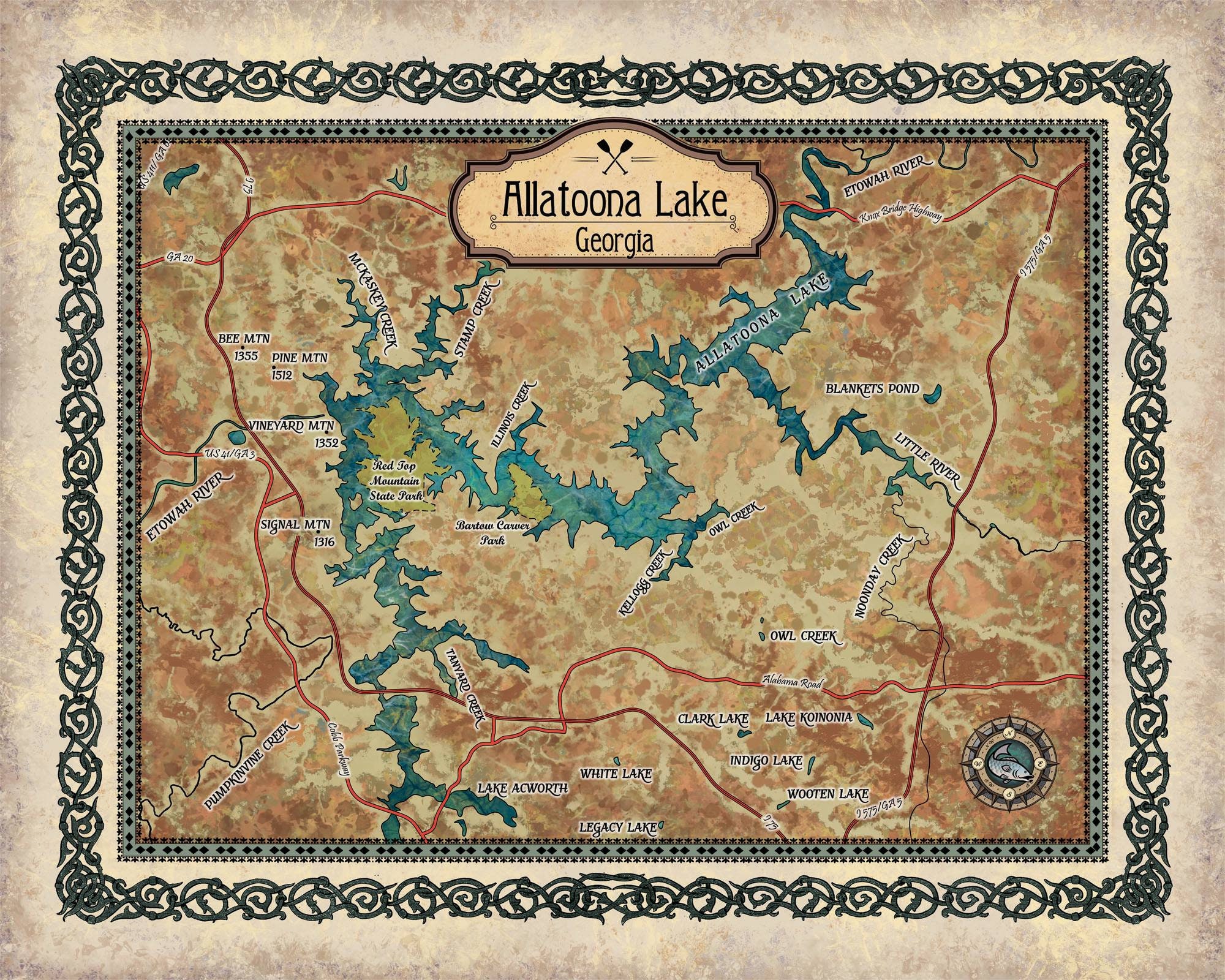 Allatoona Lake, Allatoona Lake Map, Lake Life, Lake House, Lake Art ...