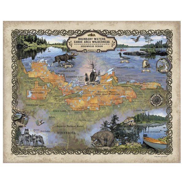 Boundary Waters Map - Etsy